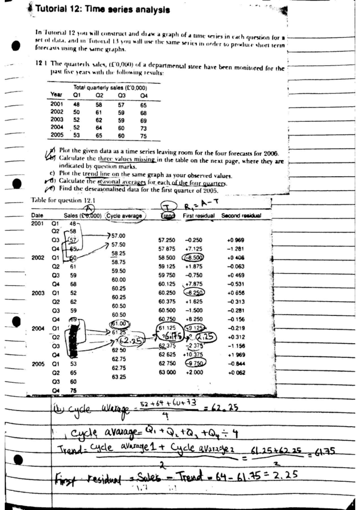 Tutorial 12: Time Series Analysis and Forecasting Techniques - Studocu