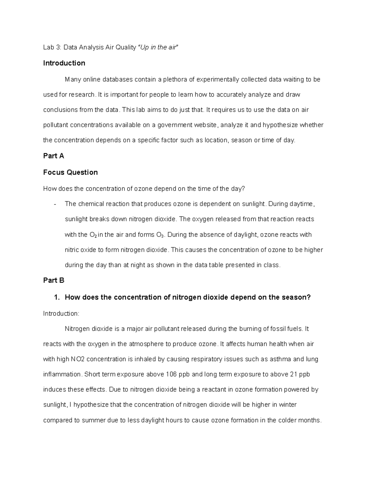 Post-Lab 3: Data Analysis on Air Quality Factors - Studocu