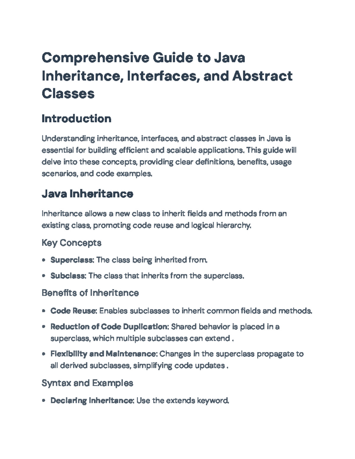 Java Inheritance, Interfaces, and Abstract Classes Guide - Comprehensive Guide to Java ...