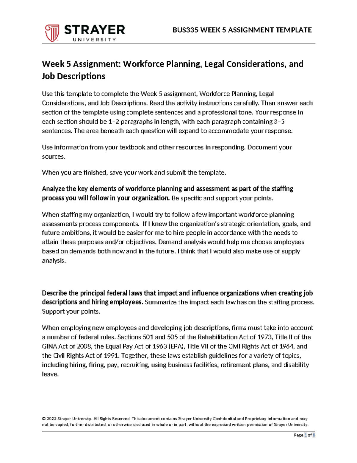 CF BUS335 Week 5 Assignment: Workforce Planning & Legal Implications - Studocu