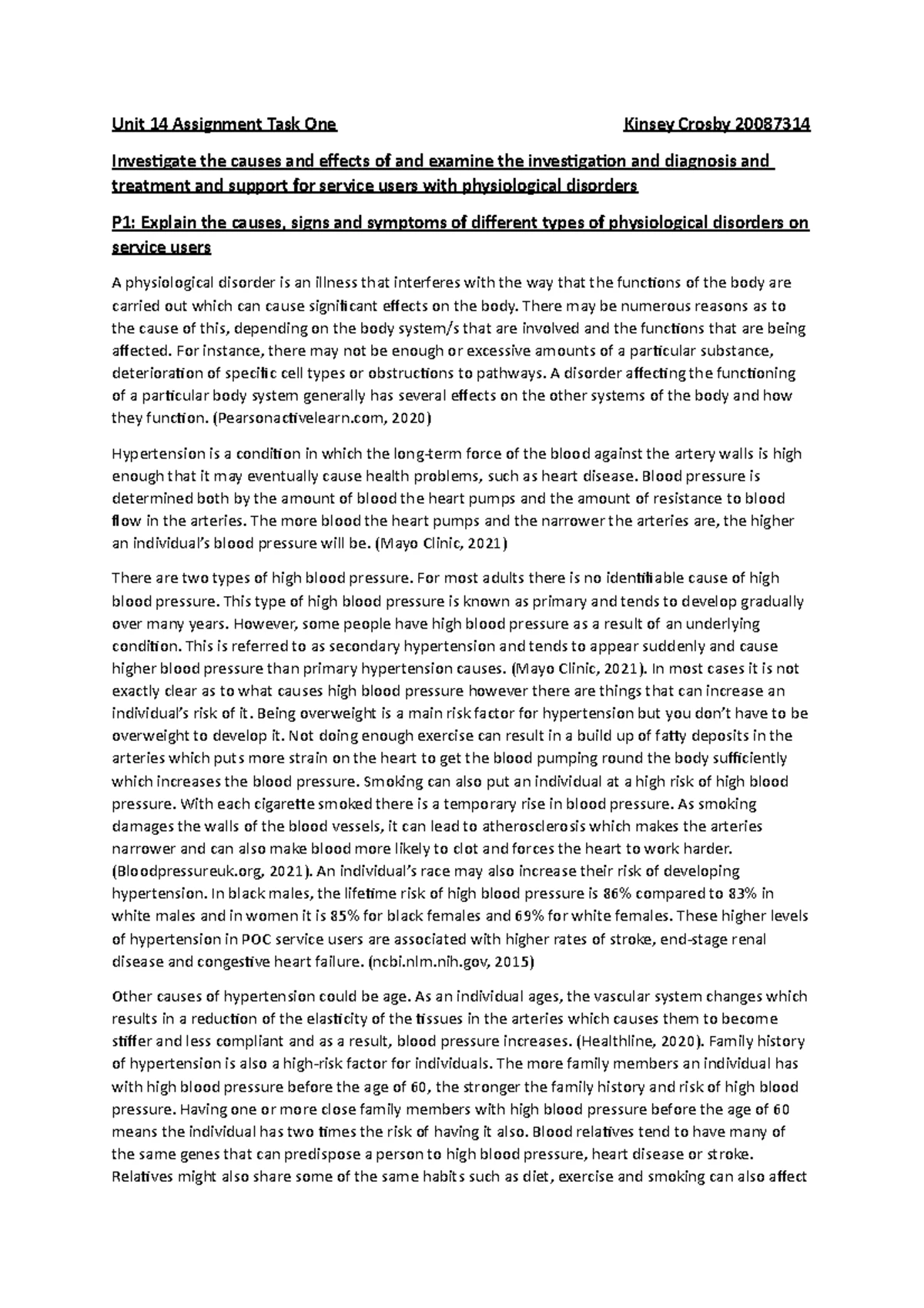 BTEC Level 3 Health and Social Care - Unit 3: Anatomy and Physiology ...