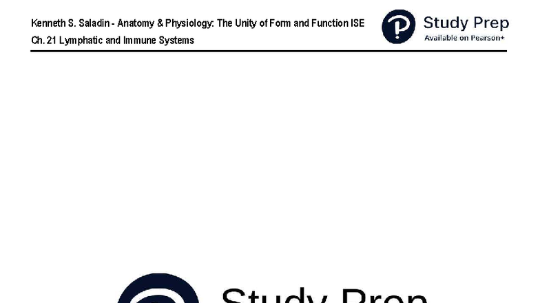 Anatomy & Physiology ISE: Ch. 21 Lymphatic & Immune Systems - Studocu
