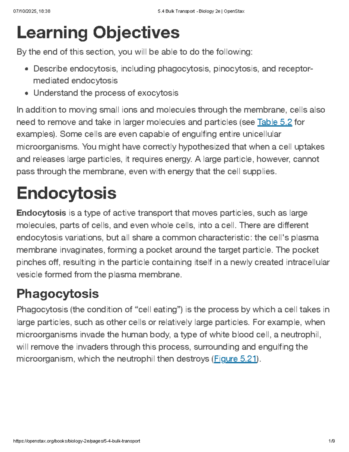 Biology 2e: Chapter 5.4 Bulk Transport Overview & Mechanisms - Studocu