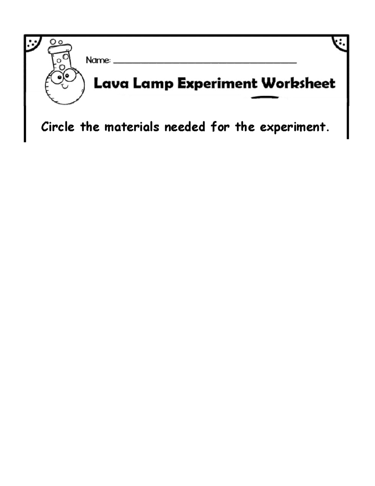 Lava Lamp Experiment Worksheet Materials Checklist - Studocu