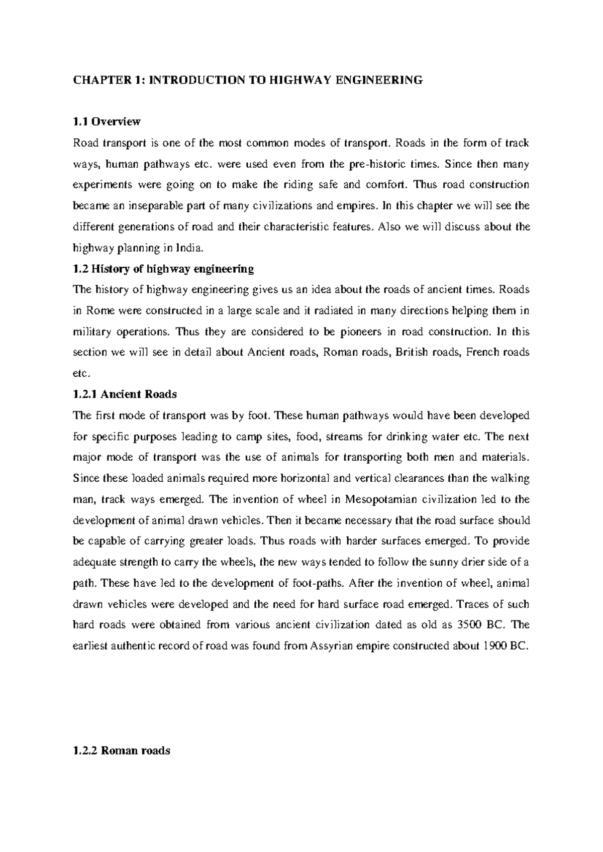 Chapter 1 - Assigment - CHAPTER 1: INTRODUCTION TO HIGHWAY ENGINEERING ...