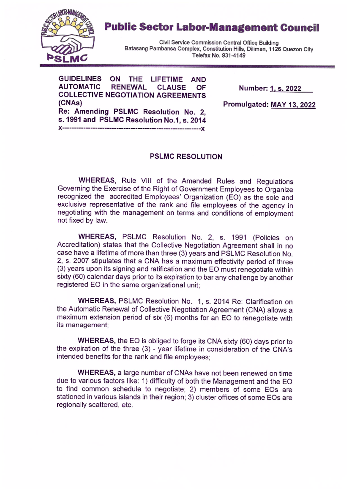 Pslmc Resolution No. 1 Series 2022 Overview and Implications - Studocu