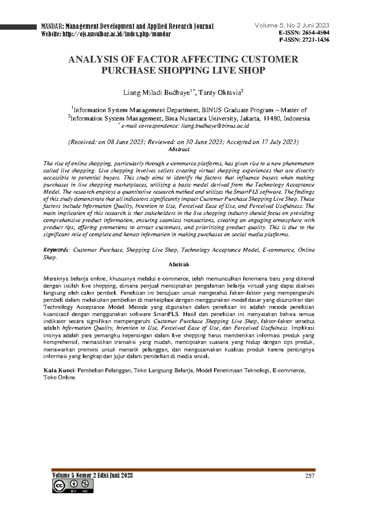 Analysis OF Factor Affecting Customer Purchase SHO - E-ISSN: 2654- 4504 ...