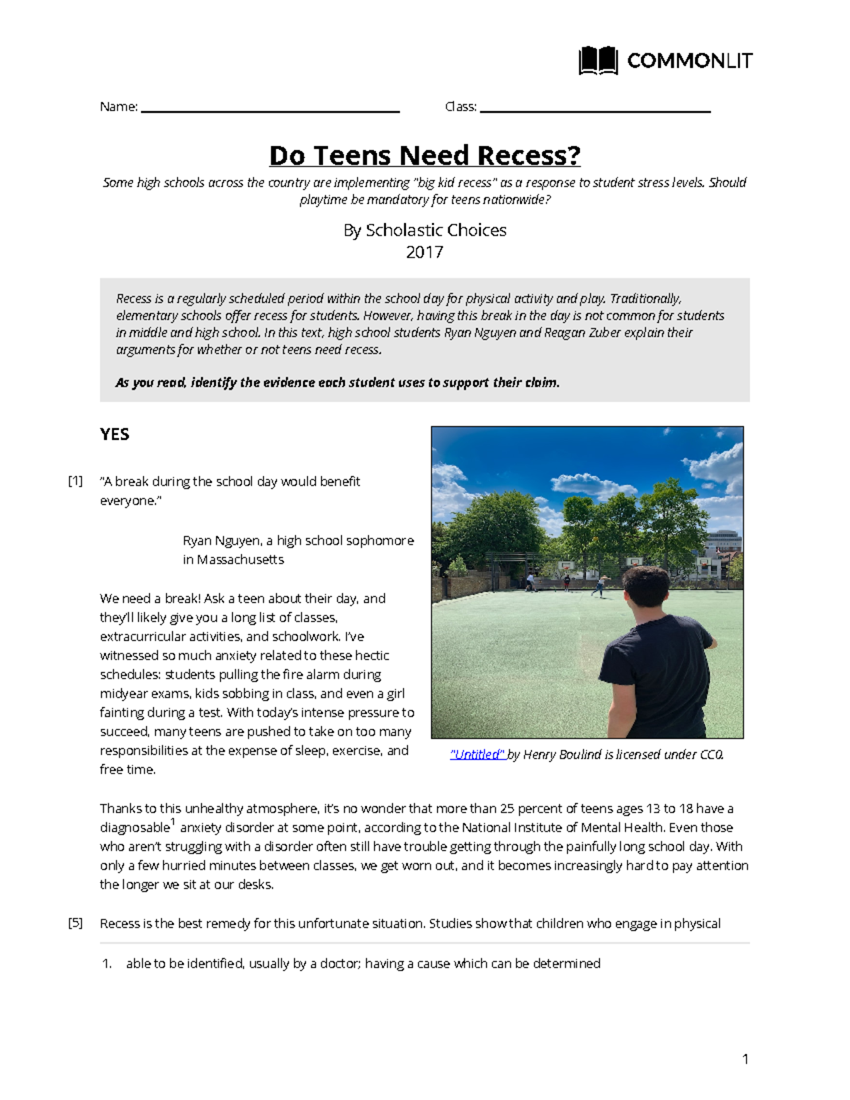 Teens and Recess: A Debate on Its Necessity in High Schools - Studocu
