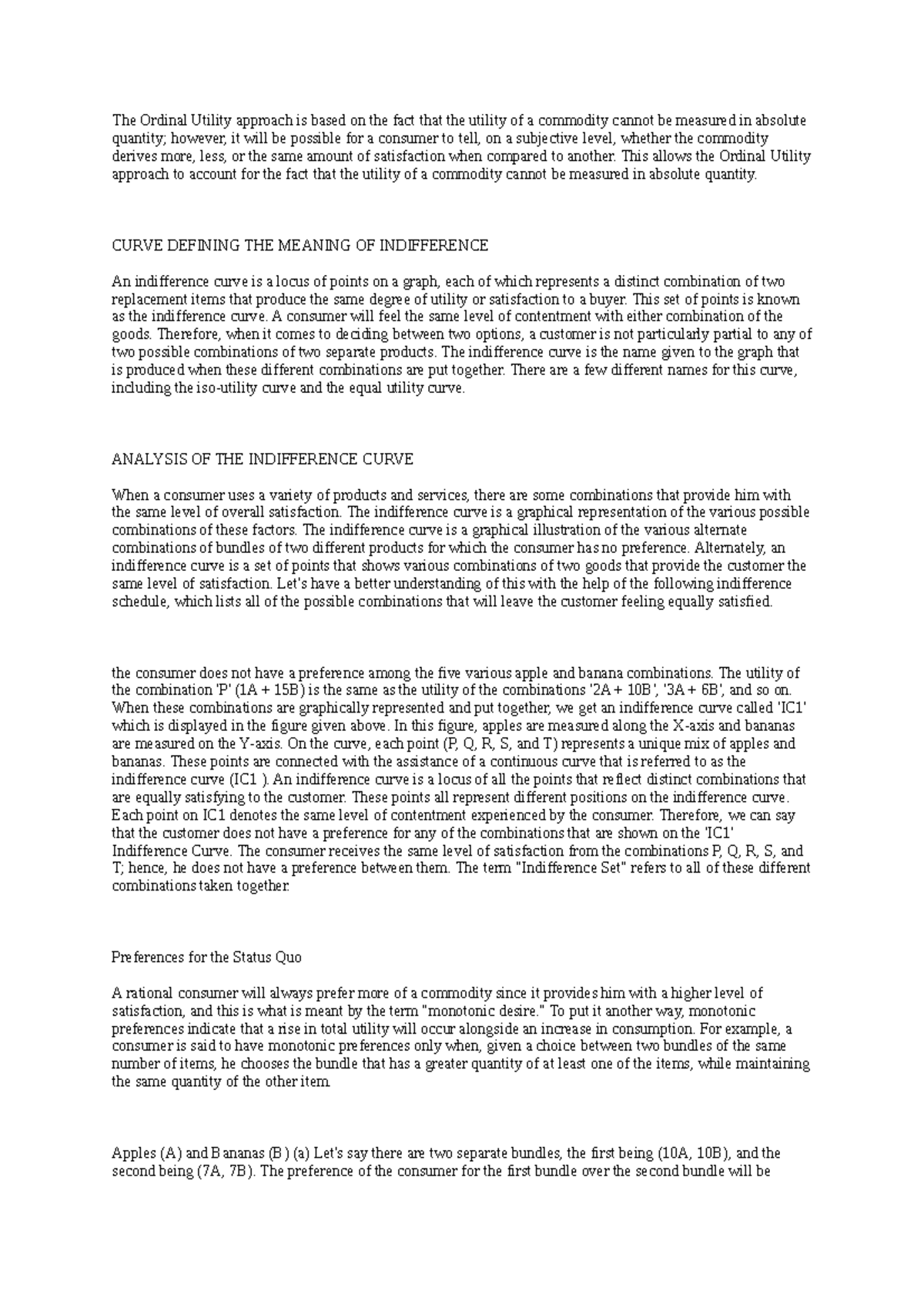 'Lesson 1 Ordinal Utility Approach - The Ordinal Utility approach is ...