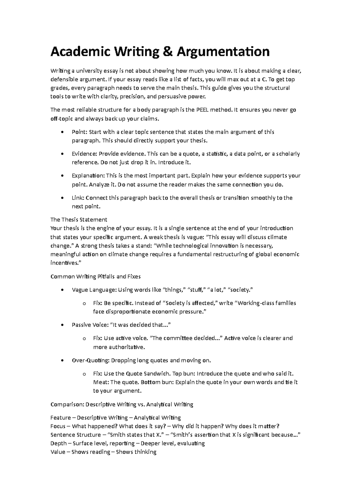 Academic Writing: Argumentation Techniques for University Essays - Studocu