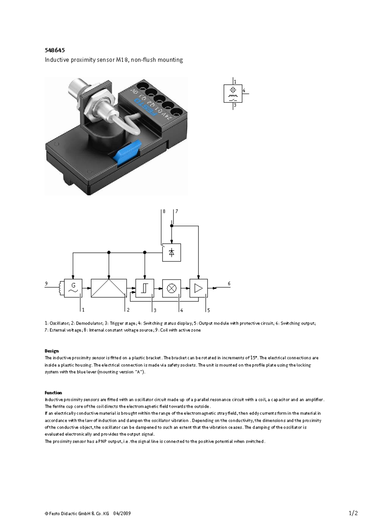 548645 Inductive Proximity Sensor M18: Design & Function Overview - Studocu