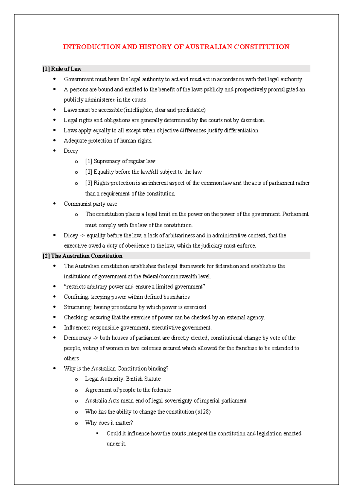 Australian Constitution: Introduction, History, and Rule of Law ...