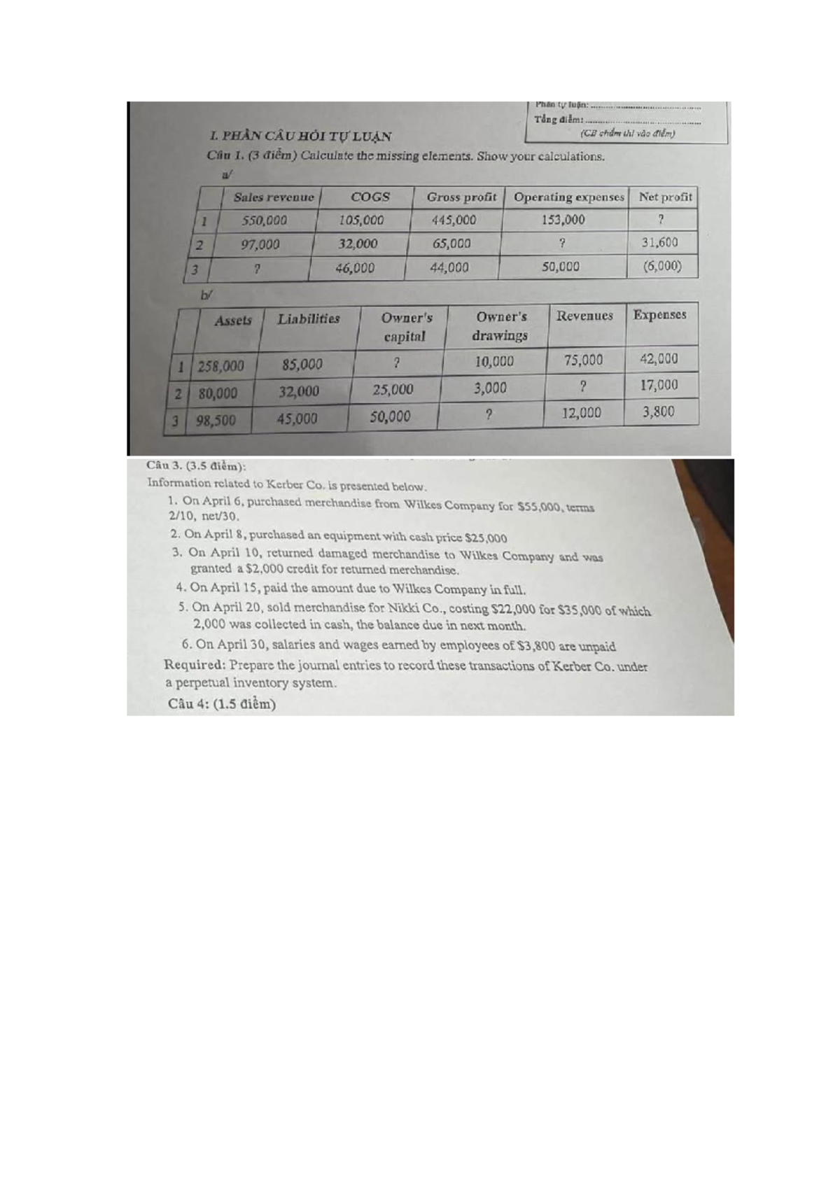 Ciu 3: Journal Entries for Kerber Co. Transactions (NLKT - TEST) - Studocu