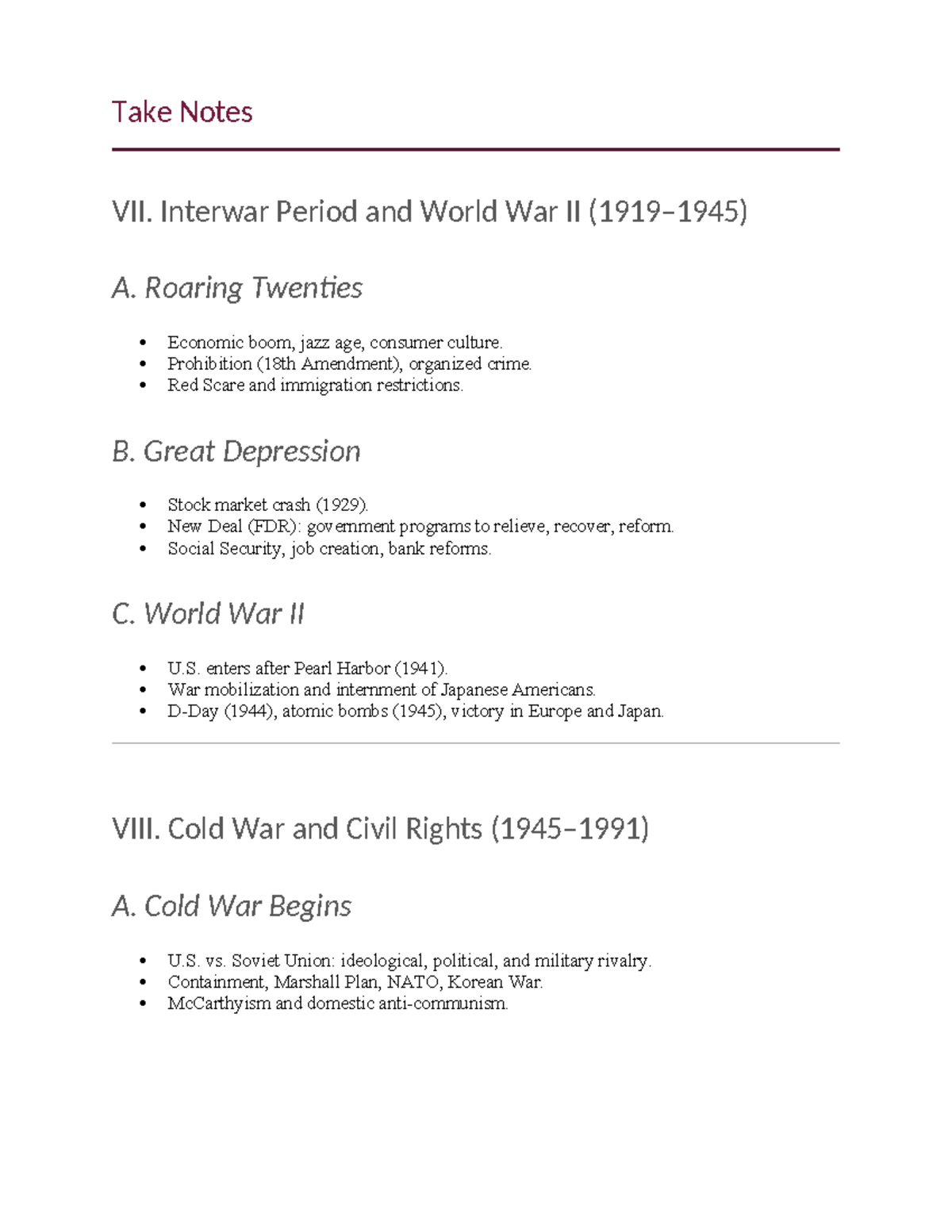 LECTURE NOTES 3: Interwar Period & WWII Overview (HIST 101) - Studocu