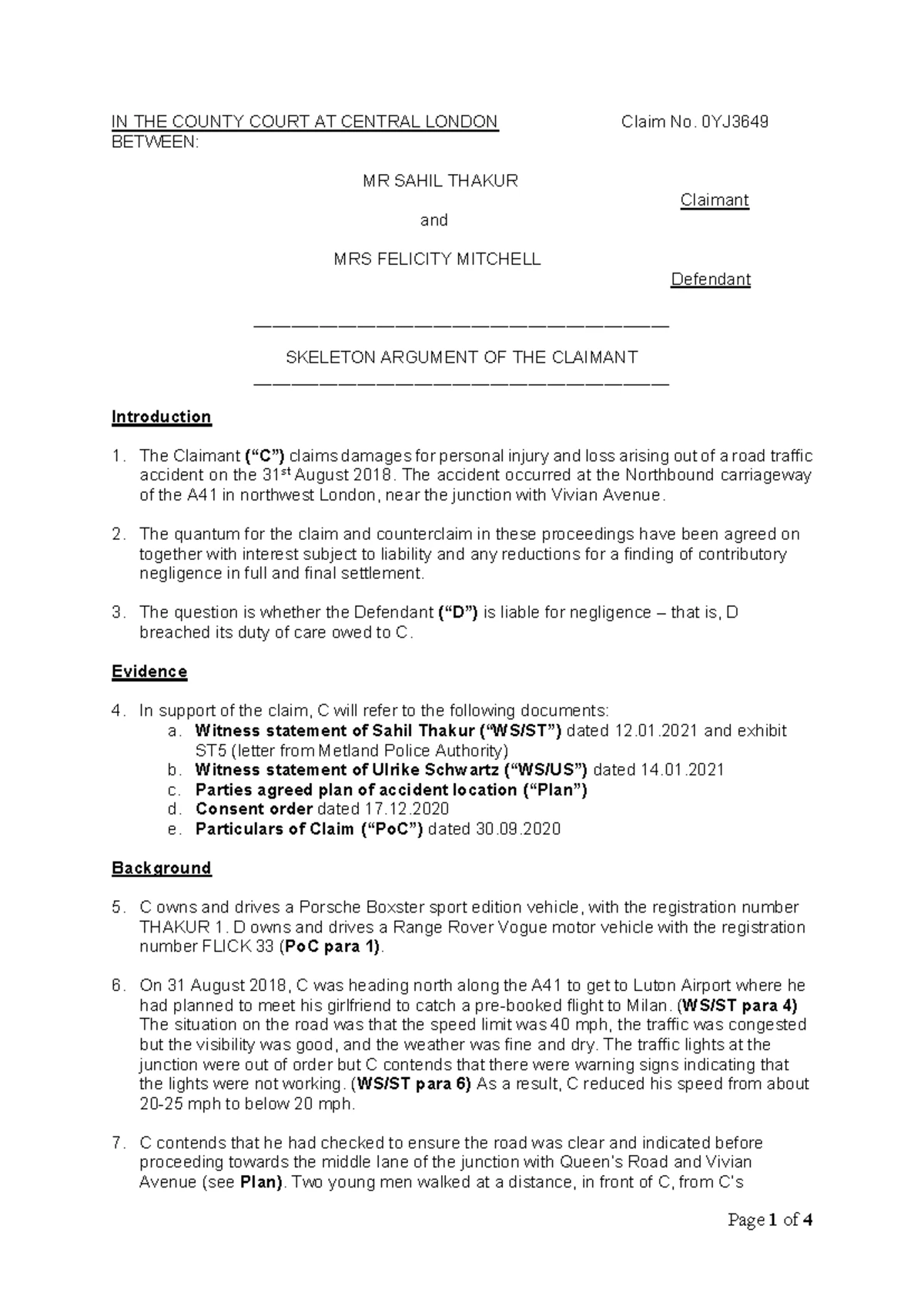 Statement of Claim- sample Claim Form and Particulars of Claim - Civil ...