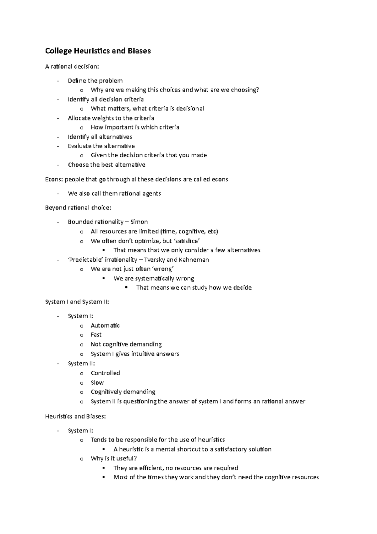 Module 1 - Heuristics and Biases in Decision-Making Process - Studeersnel