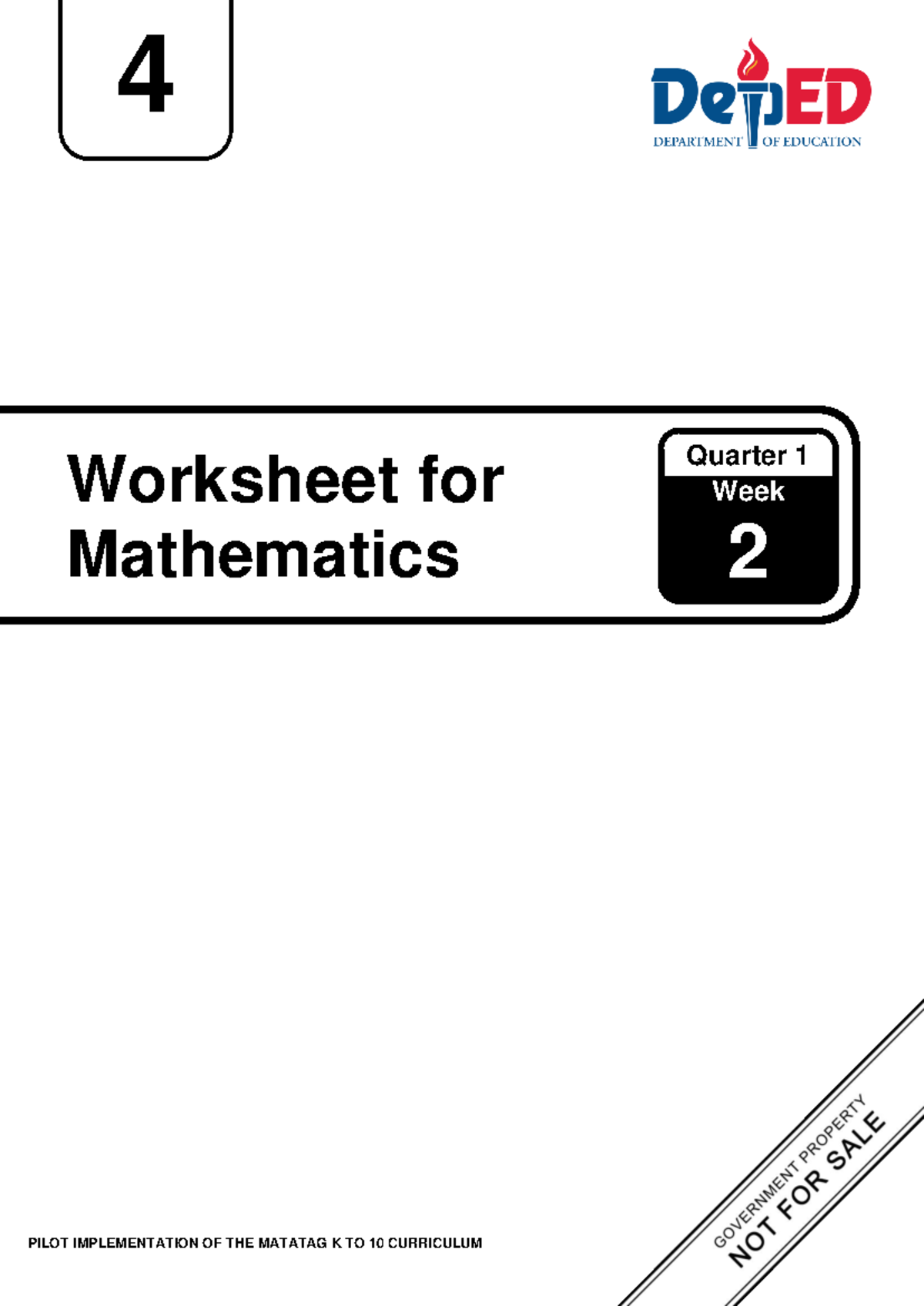 Mathematics 4 WS Q1 Week 2 Learning Activities on Triangles ...