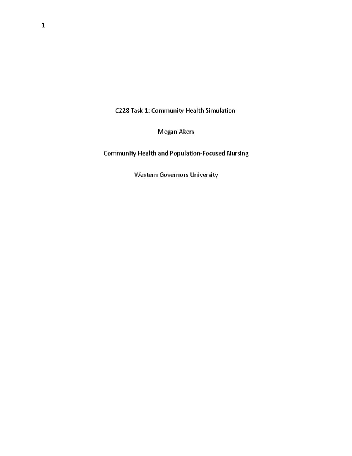 C228 Task 1: Community Health Assessment of Sentinel City - Studocu