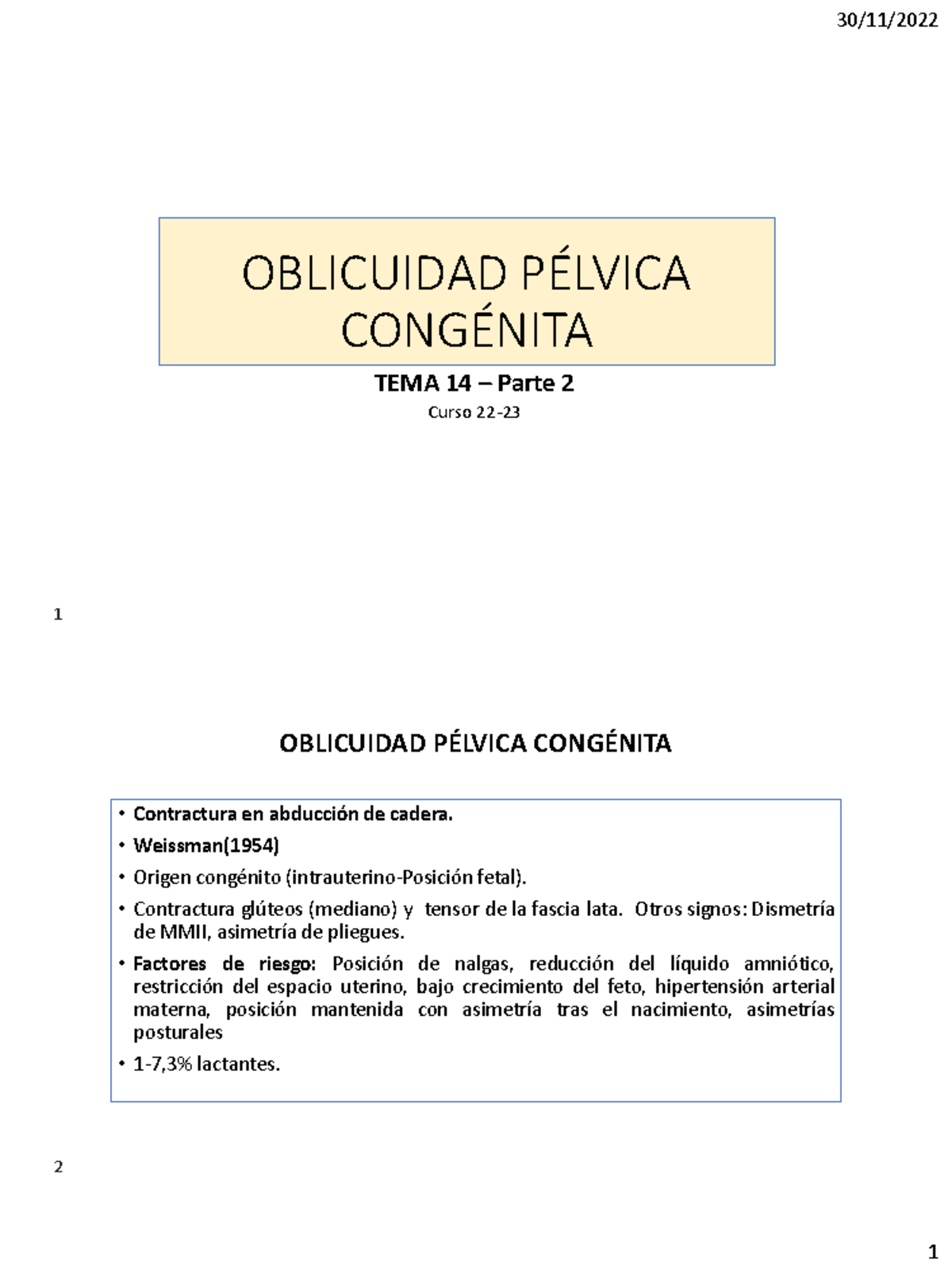 TEMA 14 - Parte 2: Oblicuidad Pélvica Congénita y Catálisis Terapéutica ...