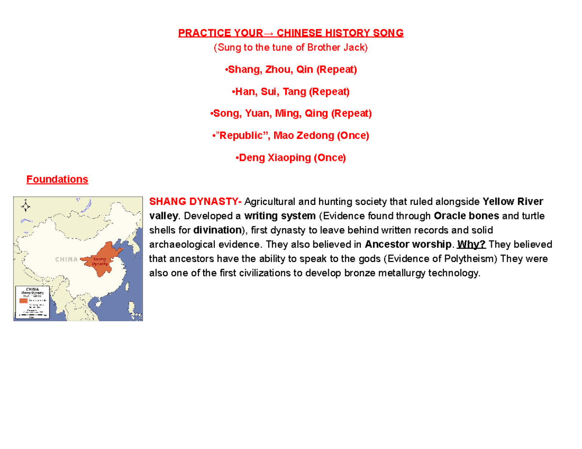 Chinese History Overview: From Dynasties to Modern Communism (HIST101 ...