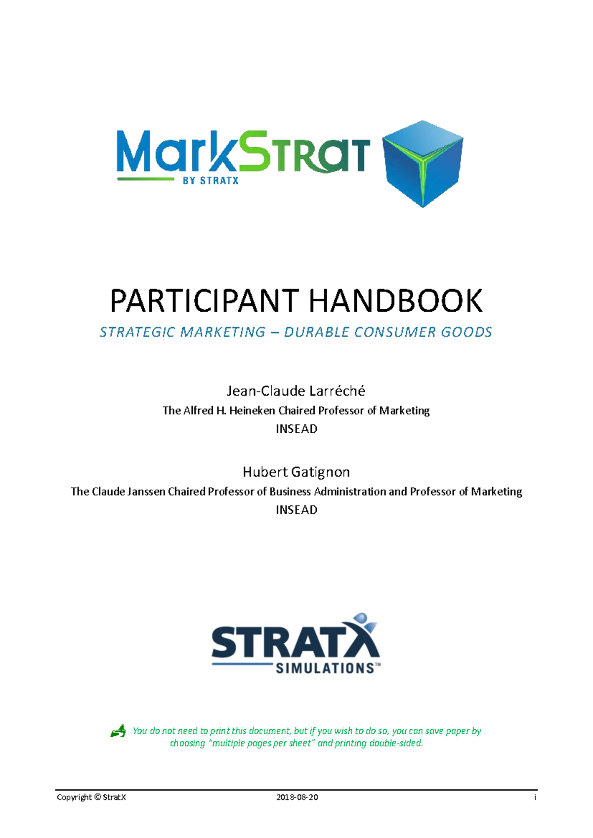 Markstrat Challenge Participant Handbook: Strategic Marketing Insights - Studeersnel