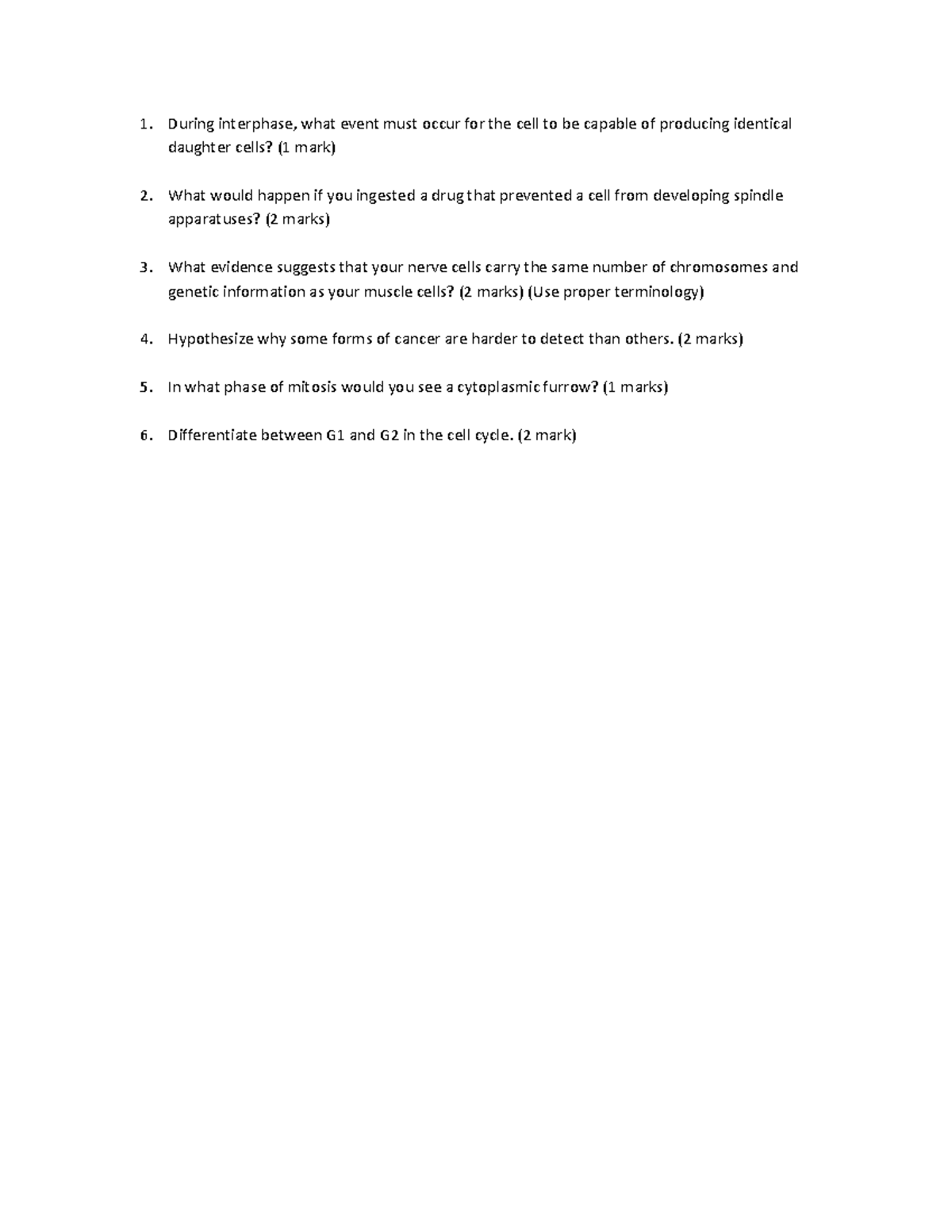 Mitosis Quiz (BIO101) - Key Concepts and Questions - Studocu