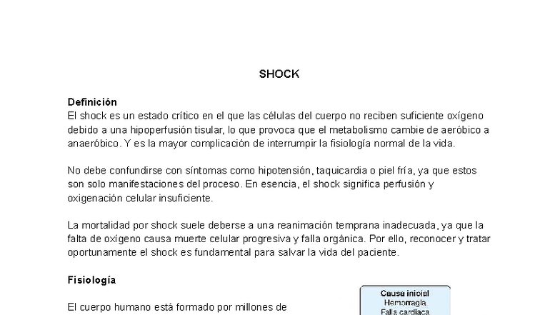 Manejo del Shock: Definición, Fisiología y Tratamiento Prehospitalario ...
