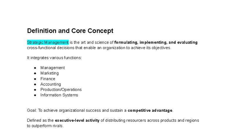 Strategic Management Concepts and Applications - Strama CHAP 1 Notes ...