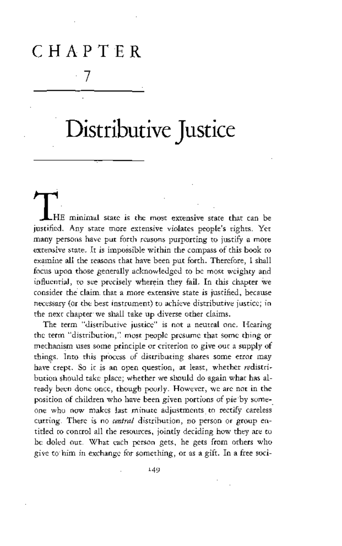 CHAPTER 7: Distributive Justice in POLS202 - Beyond the Minimal State ...