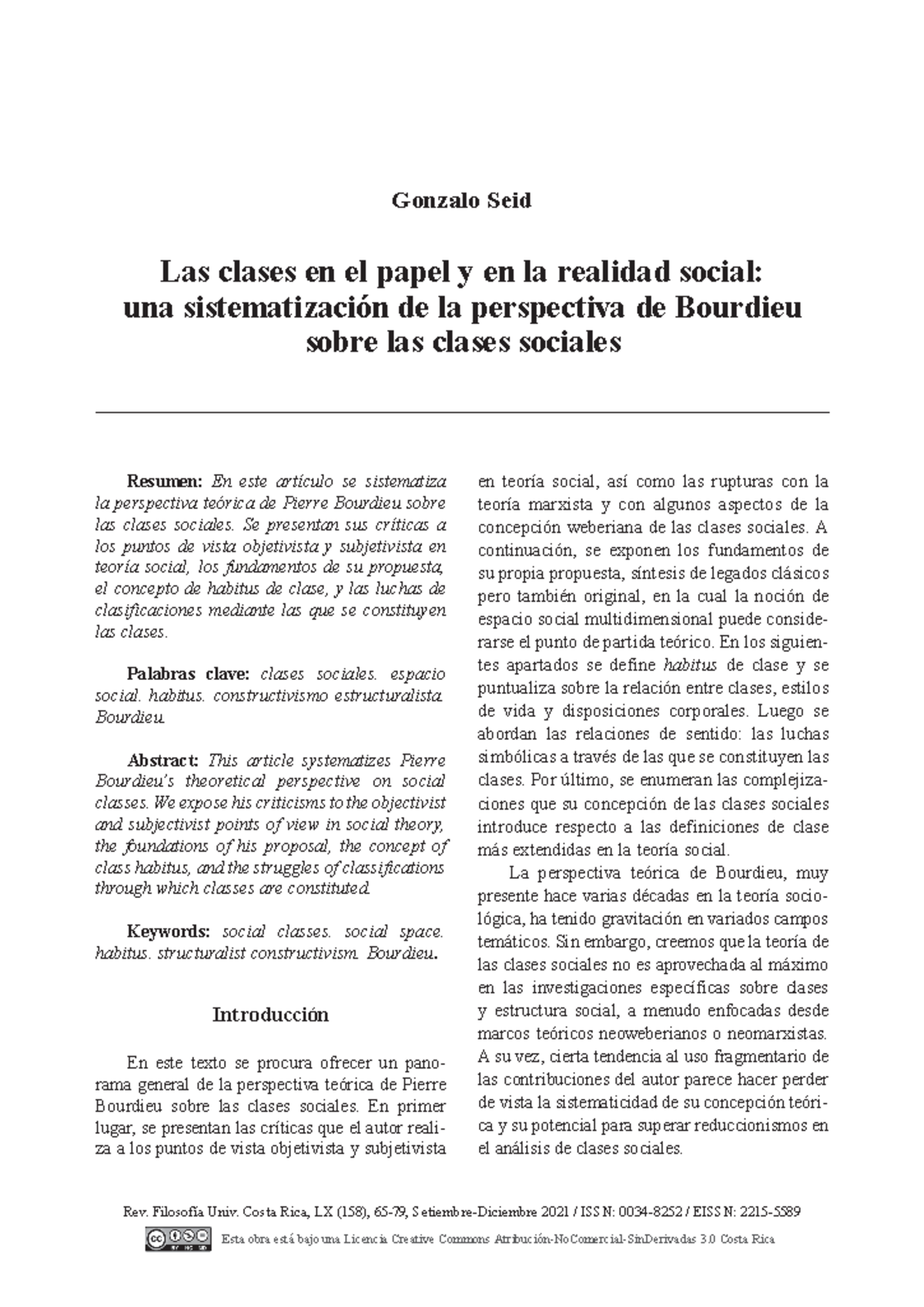 Seid - Las clases en el papel y en la realidad social - Rev. Filosofía ...