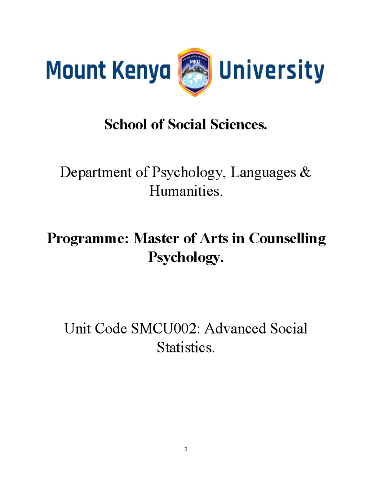 **SMCU002 Advanced Social Statistics: Course Outline and Lesson Plans ...