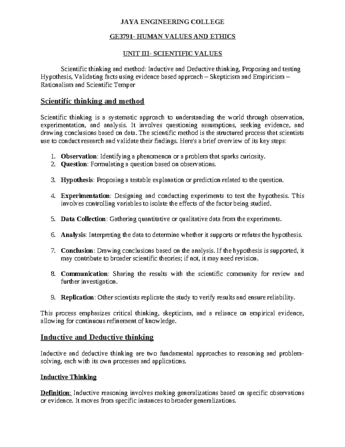 781648114 GE3791 Human Values And Ethics III unit - JAYA ENGINEERING ...