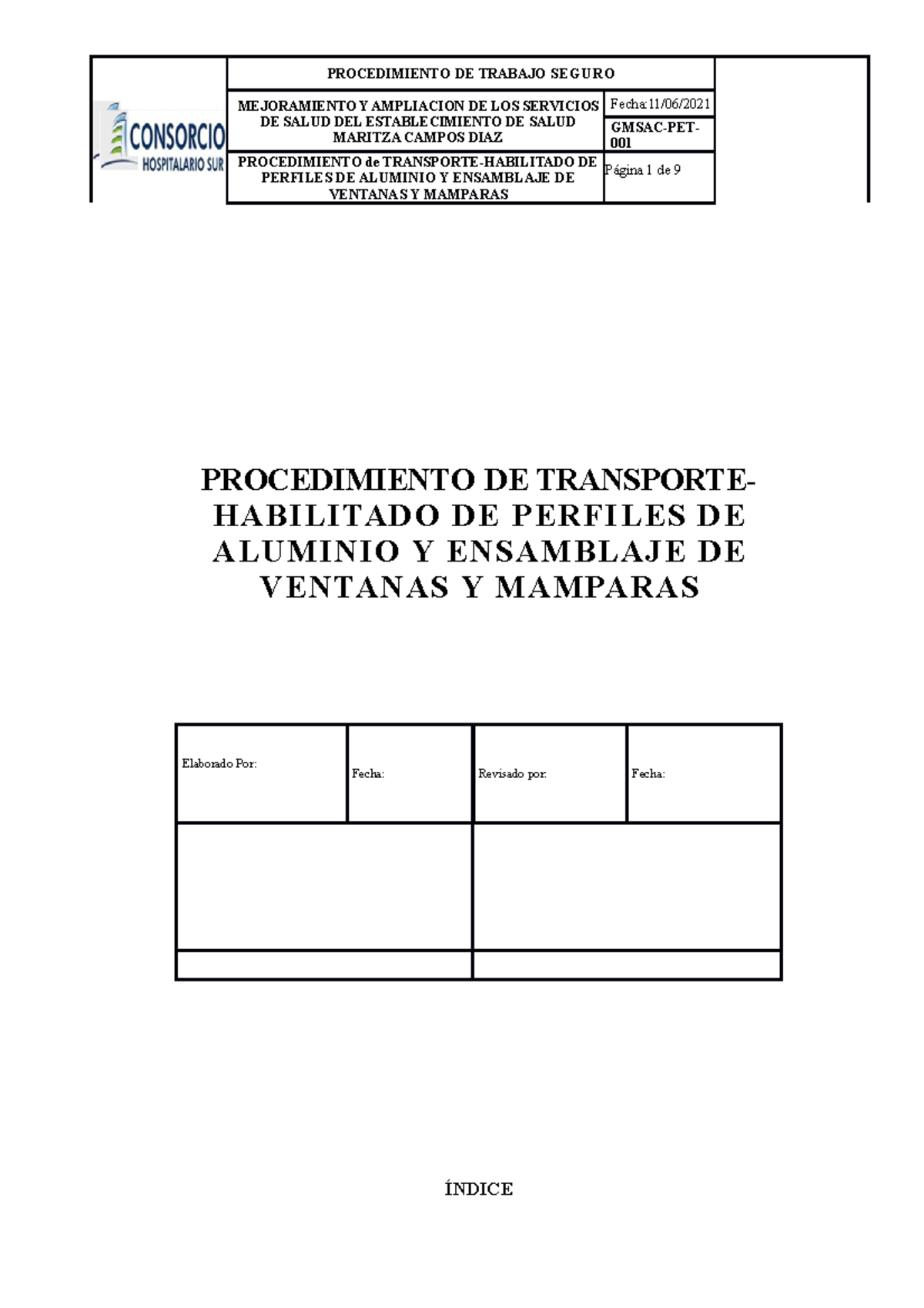 GMSAC-PET-001 Procedimiento de Transporte y Ensamblaje de Ventanas ...