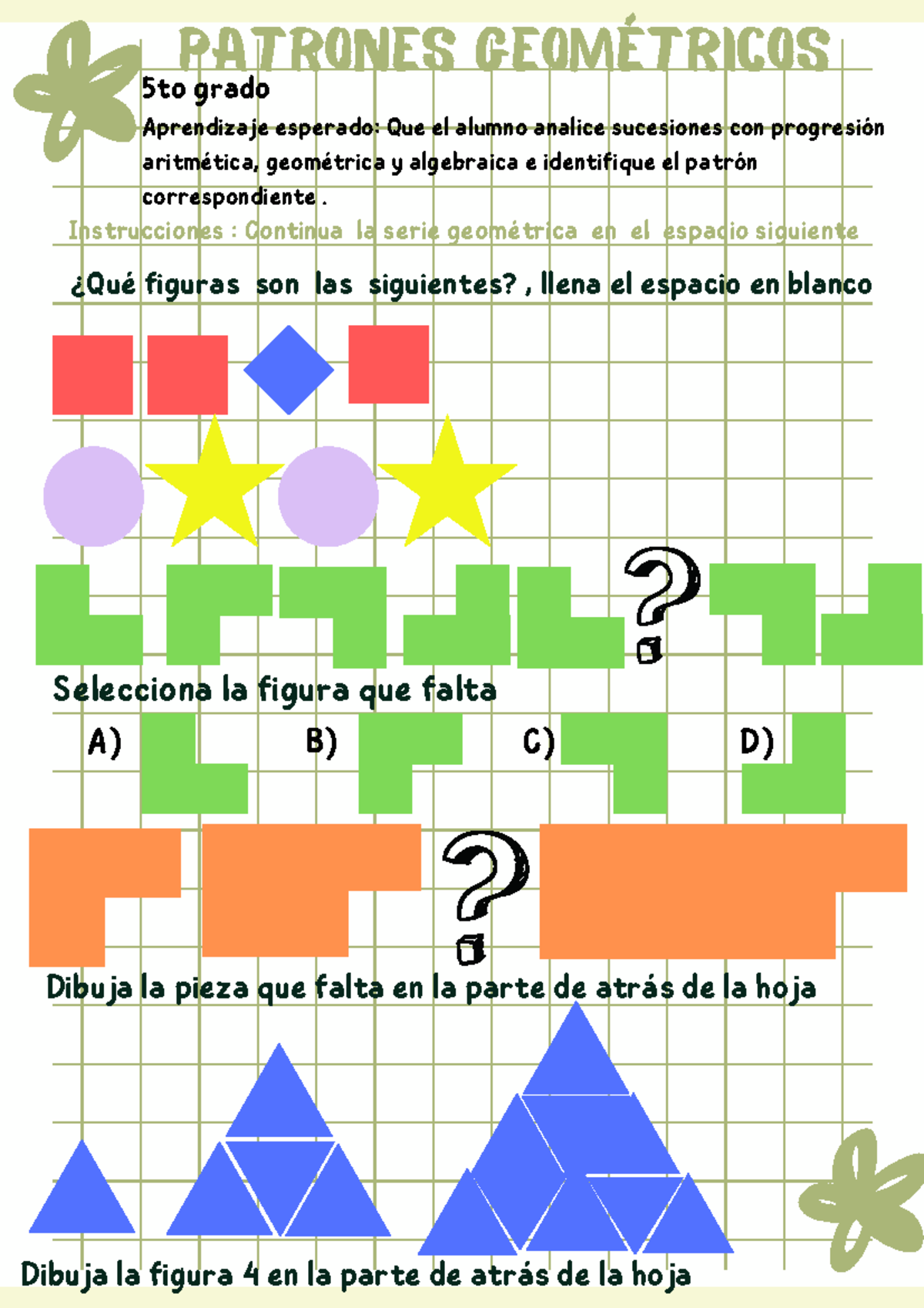 Hojas De Trabajo De Patrones De Quinto Grado