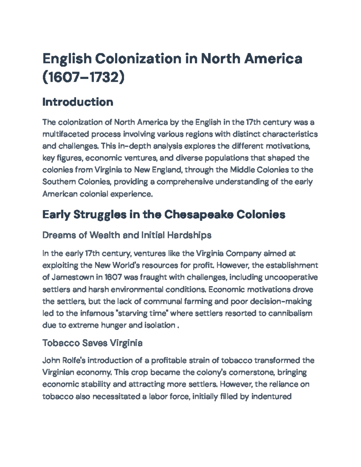 English Colonization in North America (1607-1732): An In-Depth Analysis ...