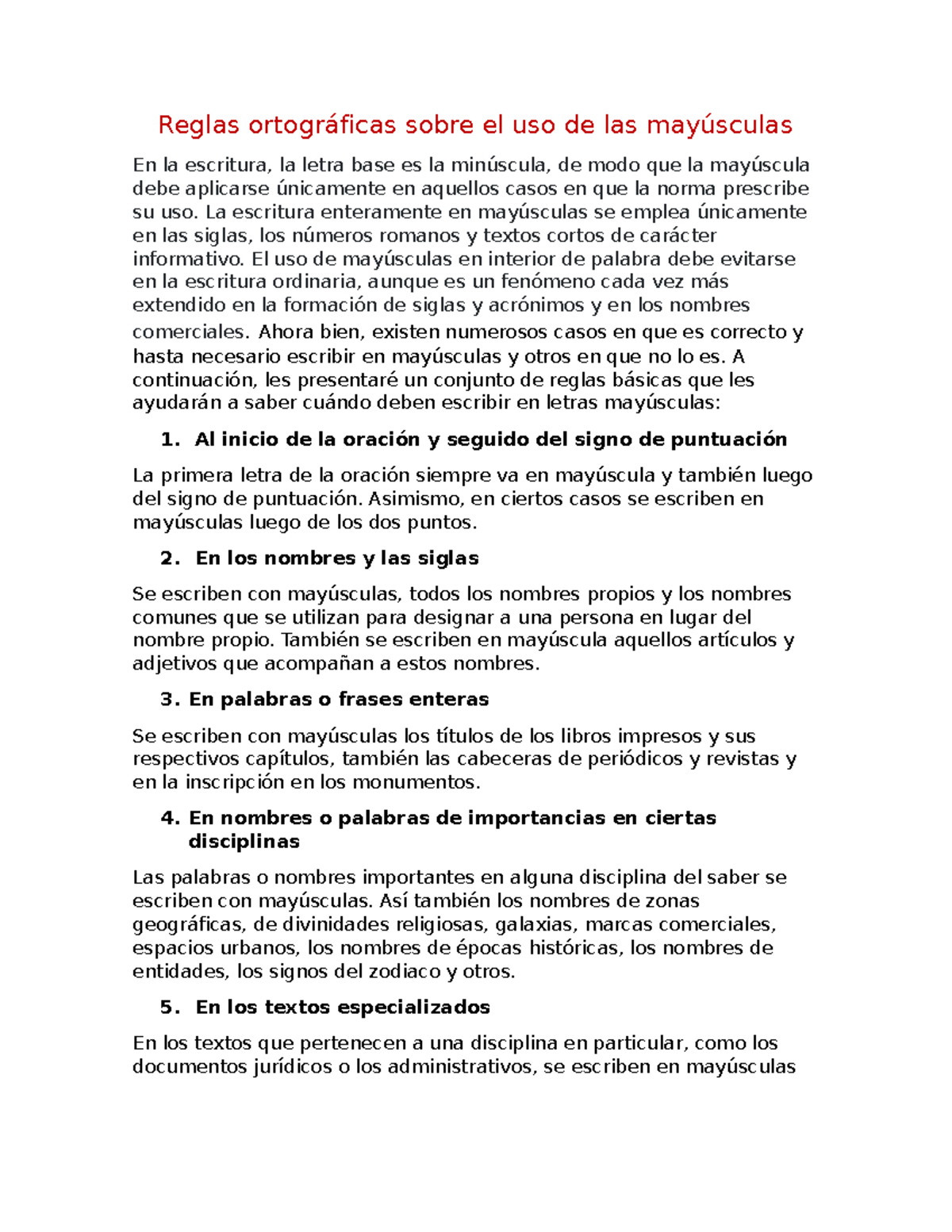 Reglas ortográficas sobre el uso de las mayúsculas - Reglas ...