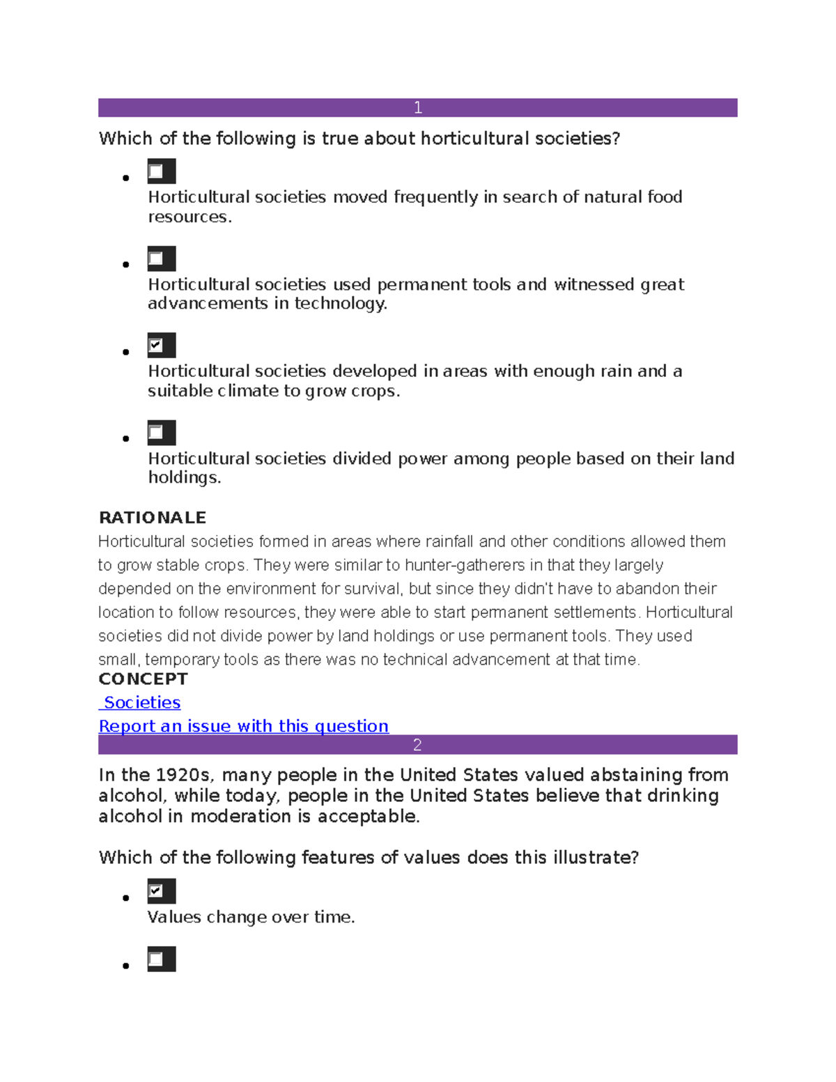 Milestone Unit 2 Pretest: Understanding Societies, Values, and Culture ...