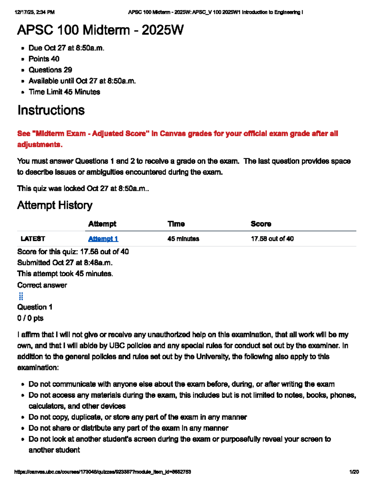 APSC 100 Midterm Exam 2025W: Introduction to Engineering I - Studocu