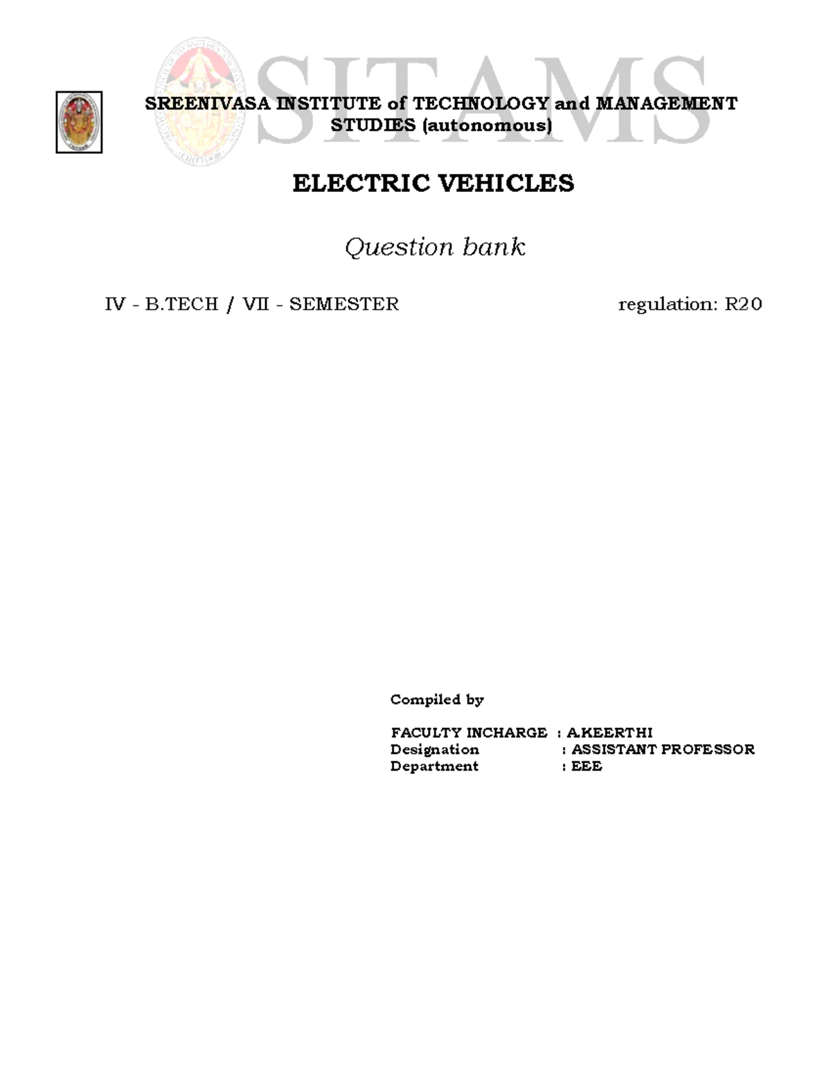 M1 Electric & Hybrid Vehicles Overview BME306A - Studocu