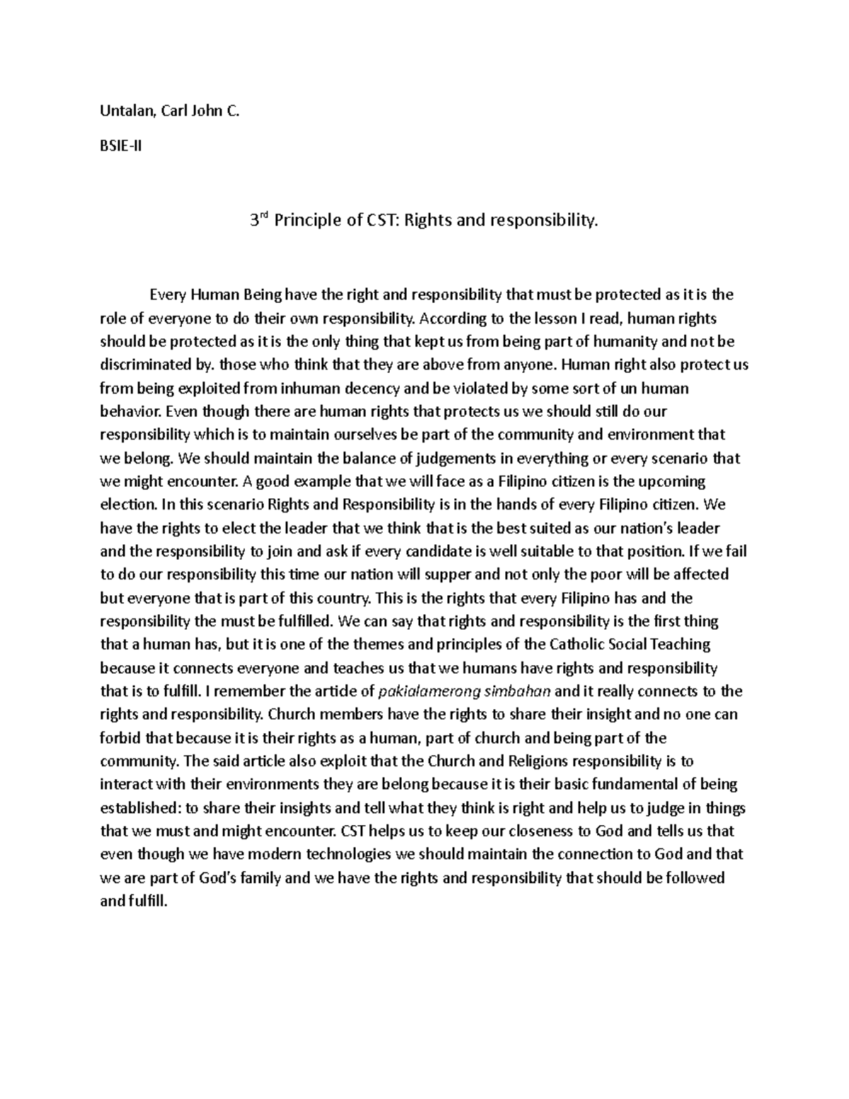 Principle of CST - Assignment and activities - Untalan, Carl John C ...