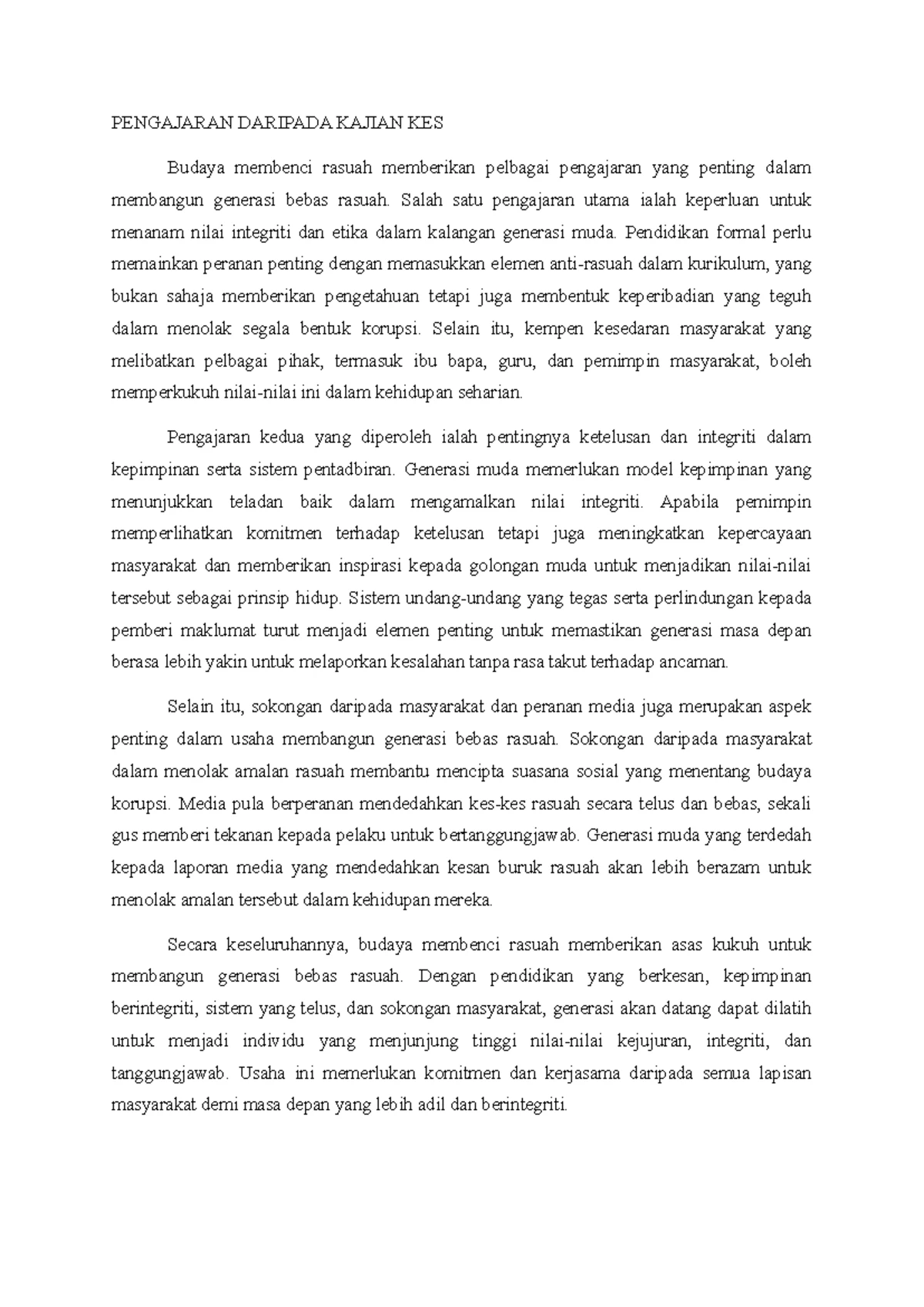 SPRM: Rasuah dan Integriti - Penubuhan, Fungsi dan Strategi - Studocu