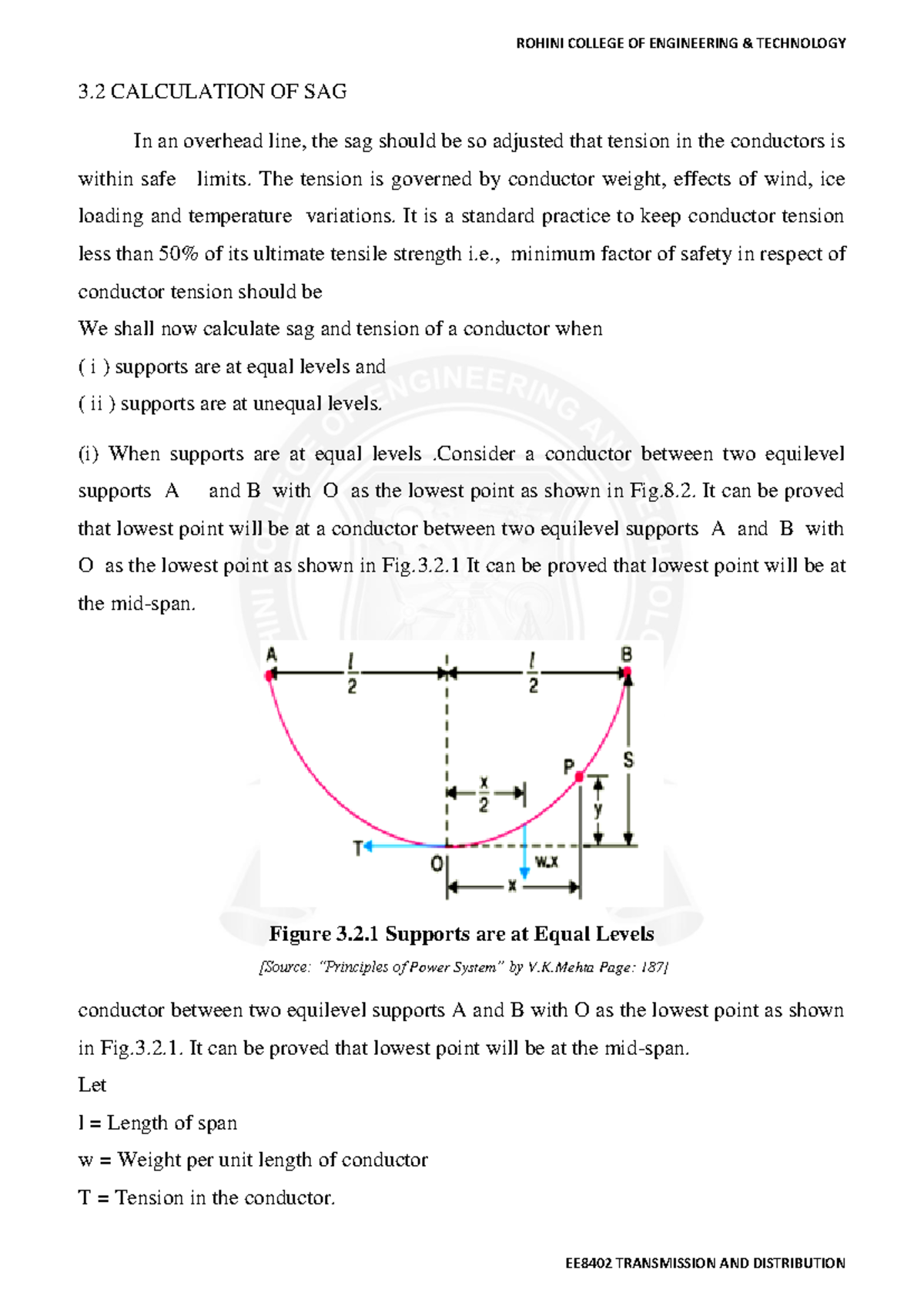 Calculation OF SAG 1693846760 - 3 CALCULATION OF SAG In an overhead ...
