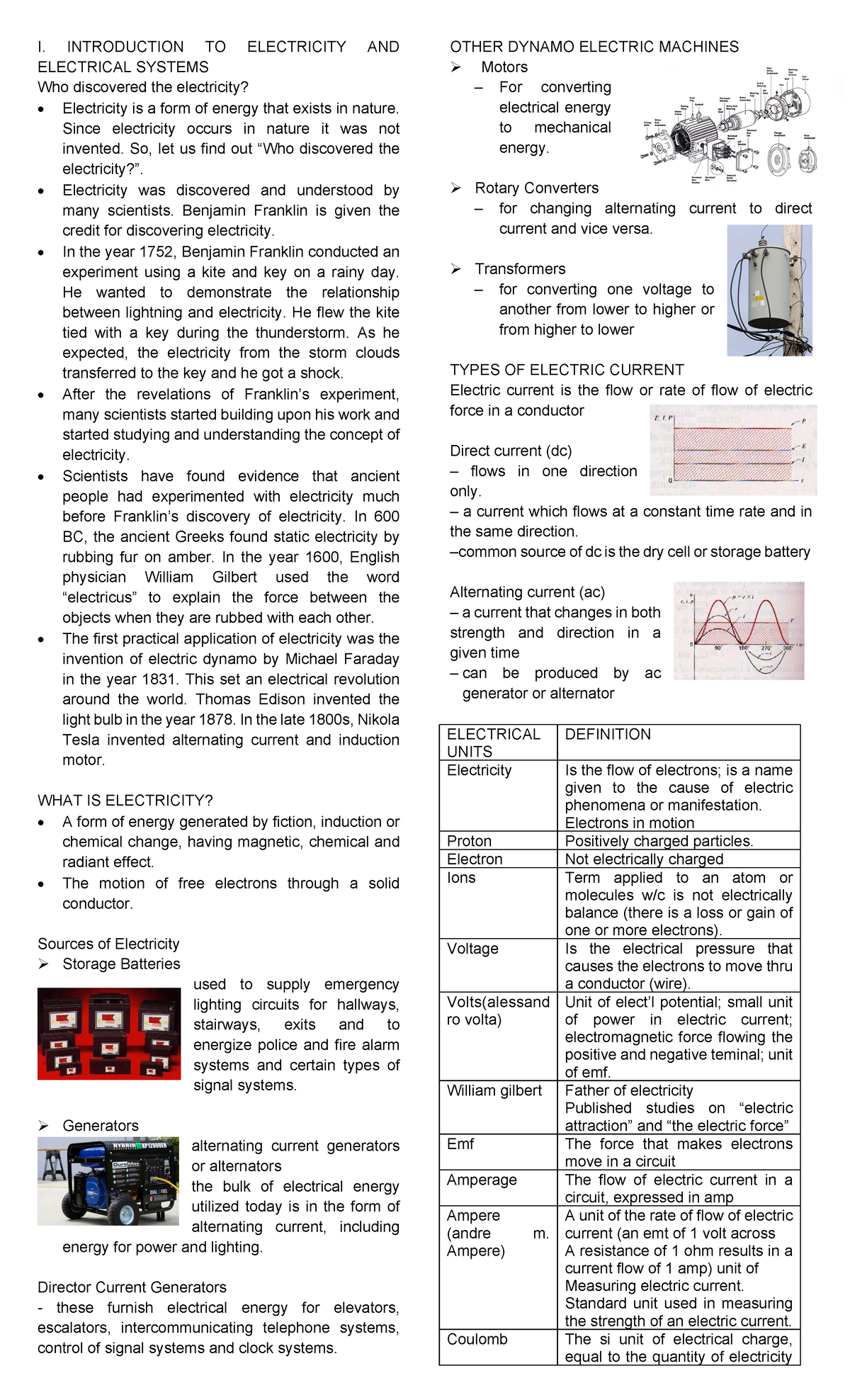 ABU reviewer - Building Utilities - I. INTRODUCTION TO ELECTRICITY AND ...
