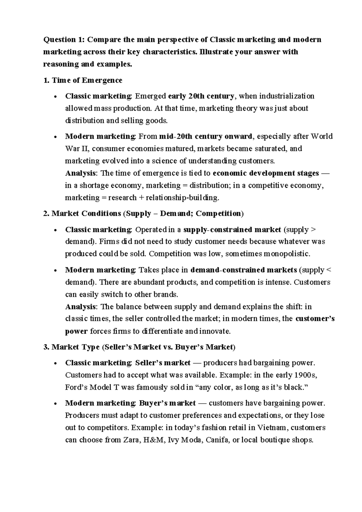 MKT - Classic vs. Modern Marketing: Key Characteristics Comparison ...
