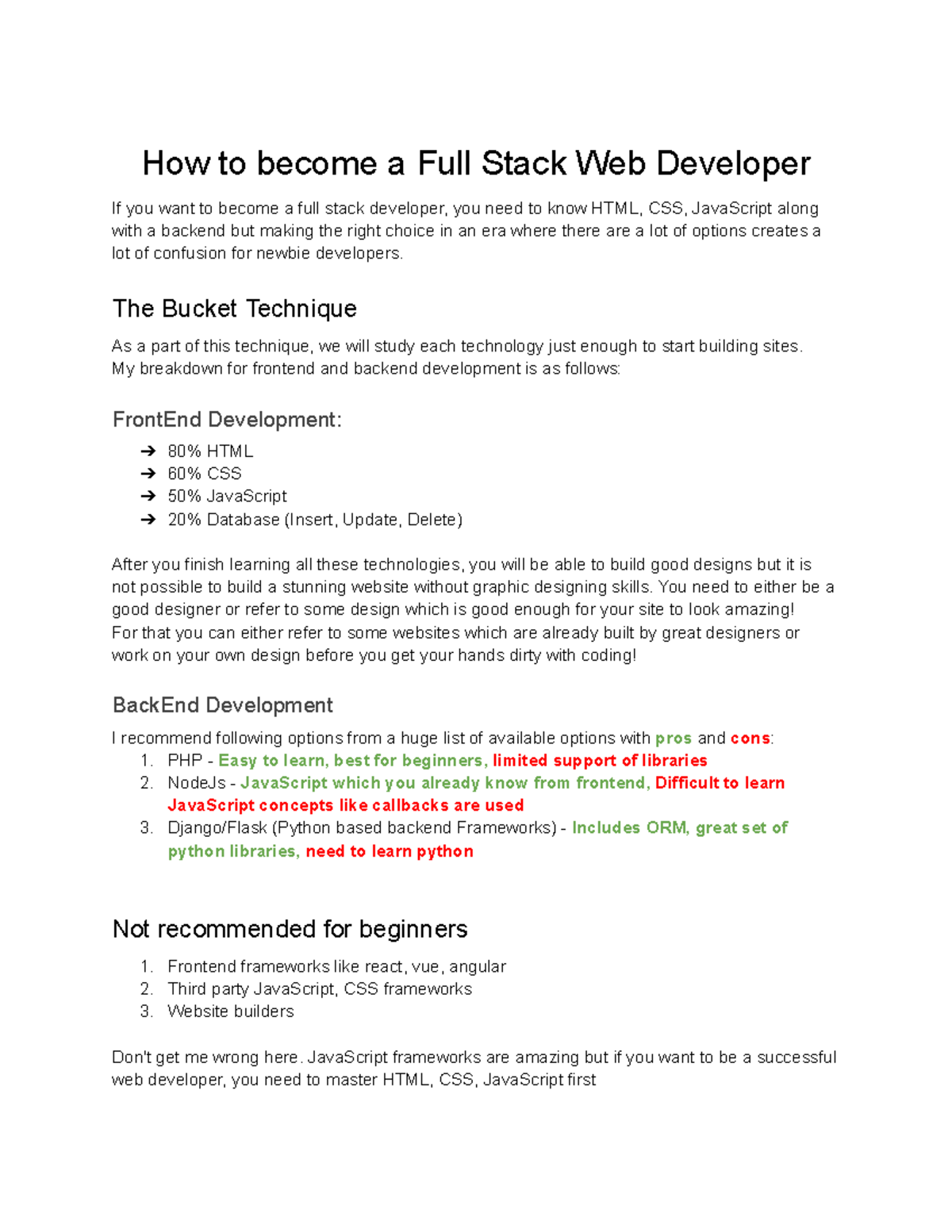 Complete Web Development Roadmap: Becoming a Full Stack Dev - Studocu