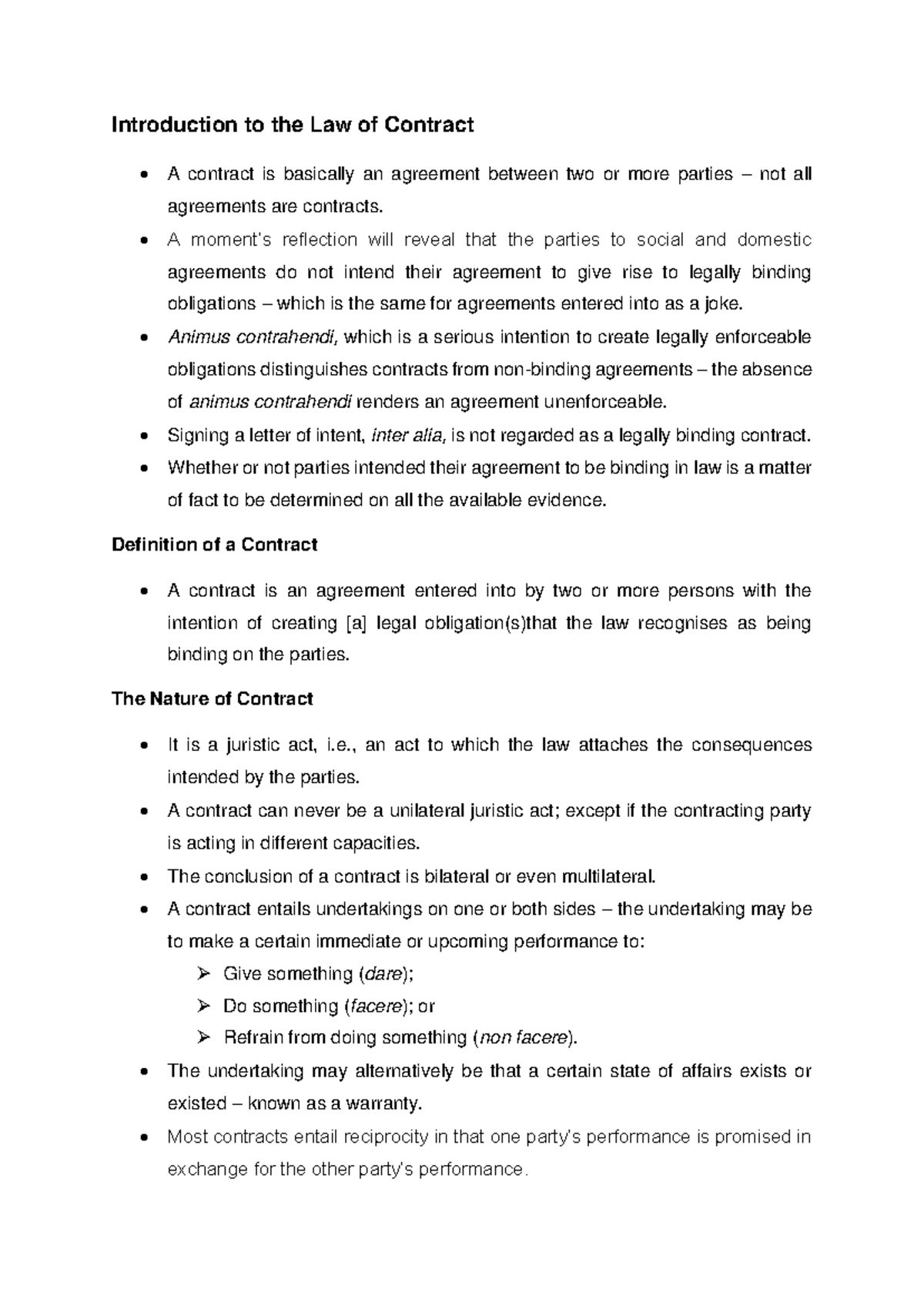 Introduction to the Law of Contract: Key Concepts and Validity Factors ...