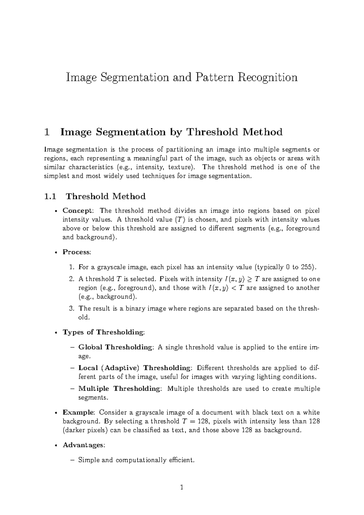 Image Segmentation and Pattern Recognition (CS 101) - Chapter 6 & 7 ...