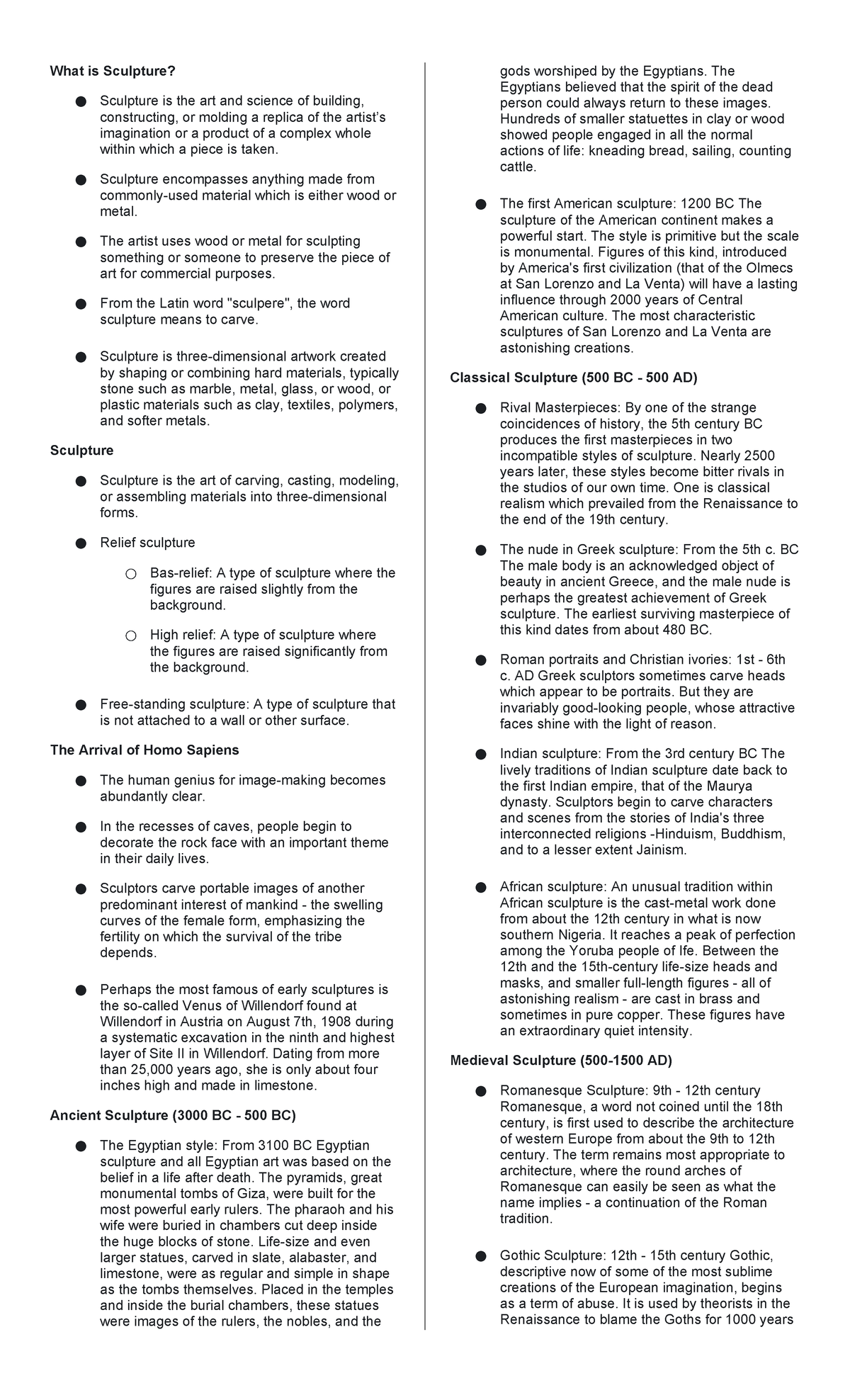 Sculpture - Lecture Notes for Minor Subject (Art History) - Studocu