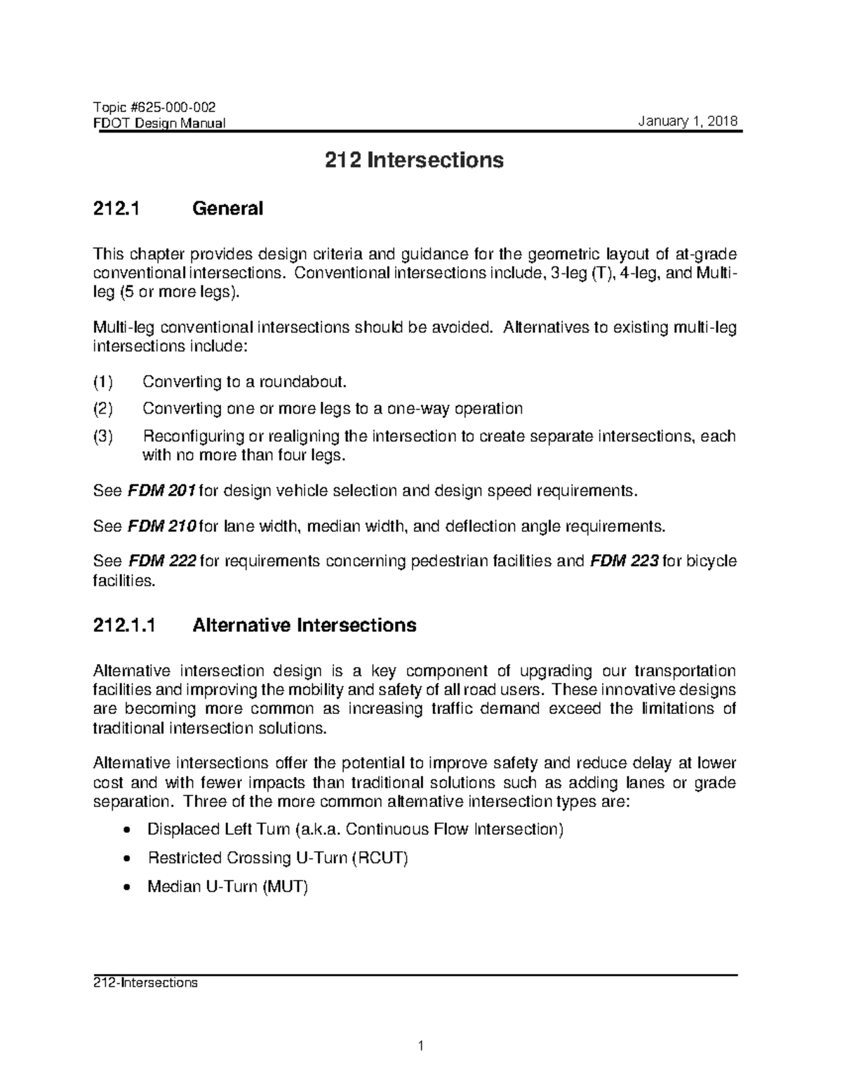 FDOT Design Manual 2018: Chapter 212 - Intersections Guide - Studocu