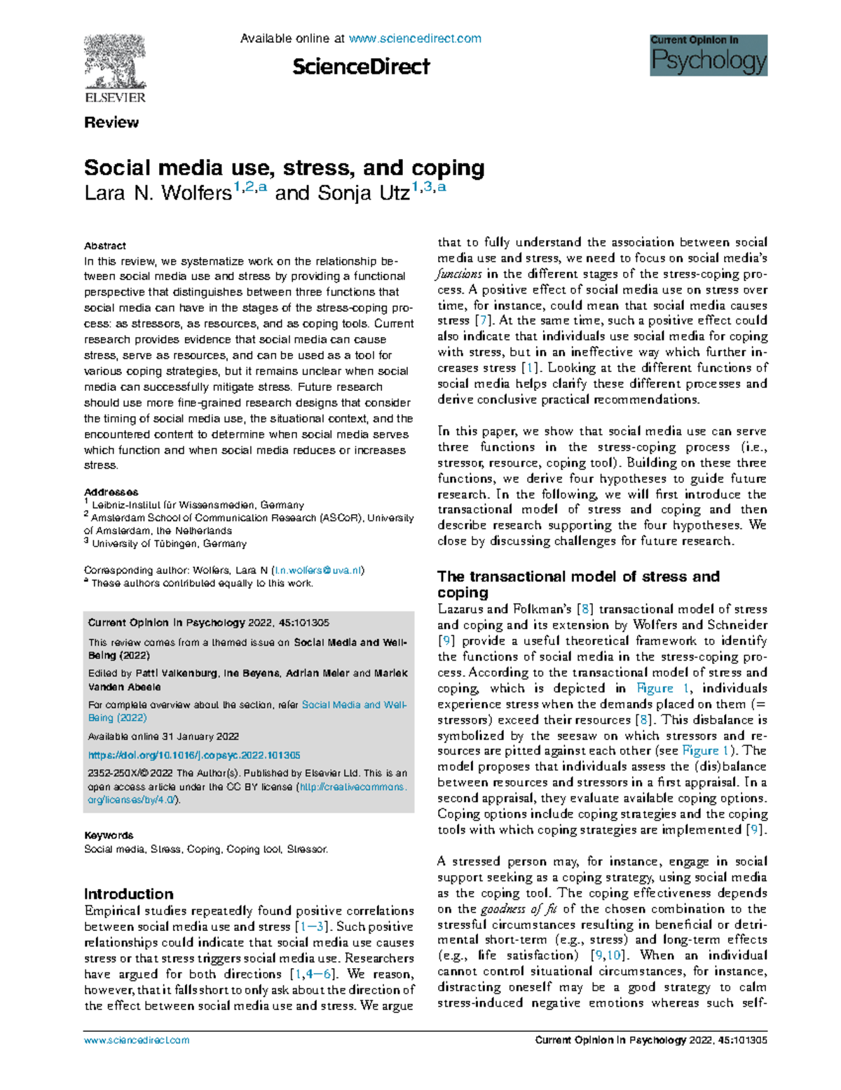 Social-media-use-stress-and-coping 2022 Current-Opinion-in-Psychology ...